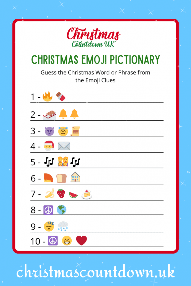 Christmas Emoji Pictonary Game - Free Printable 2025