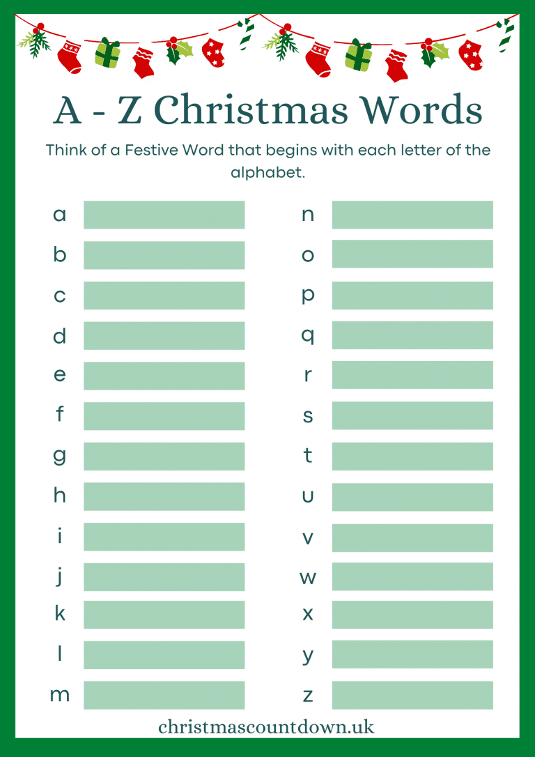 Christmas A-Z Word Game With Free Printable 2025