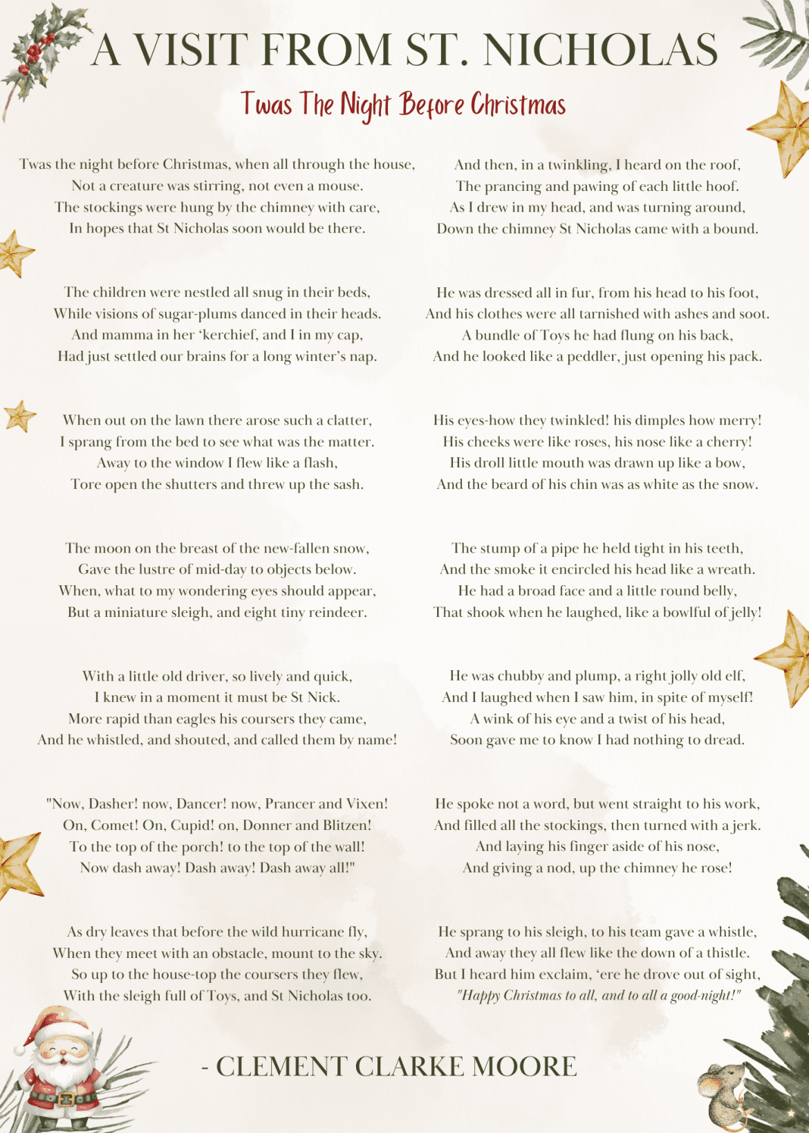 Twas The Night Before Christmas Poem (Full Version)